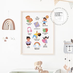 Coping Skills Printable Poster for Kids, Grounding Skills Poster, Self ...