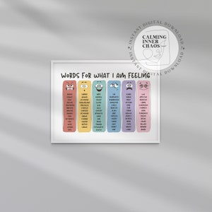 Feelings Vocabulary Poster, Words for My Fellings Chart, Emotional Self ...
