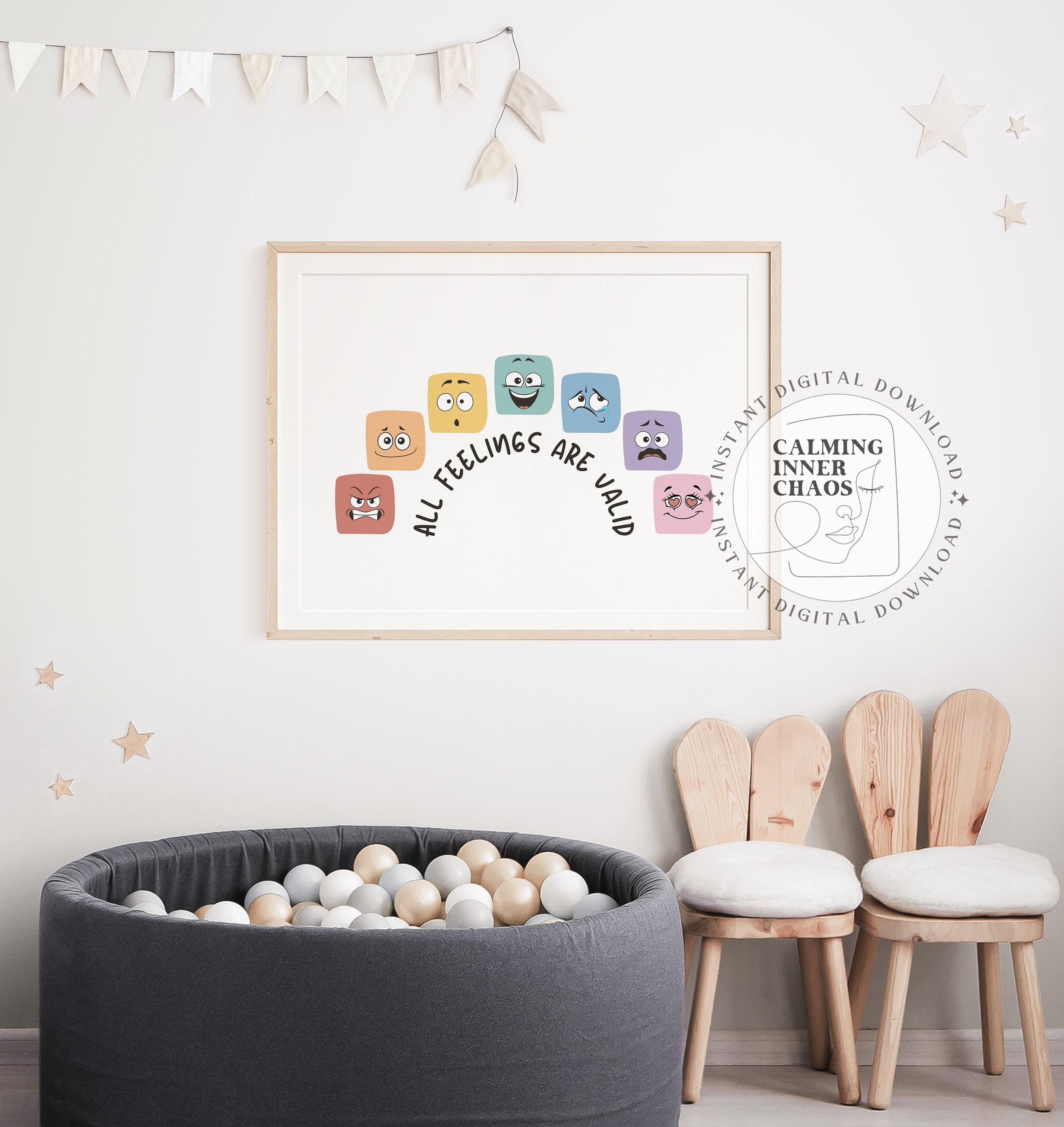 All Feelings Are Valid Poster, Emotions Rainbow Digital Poster ...