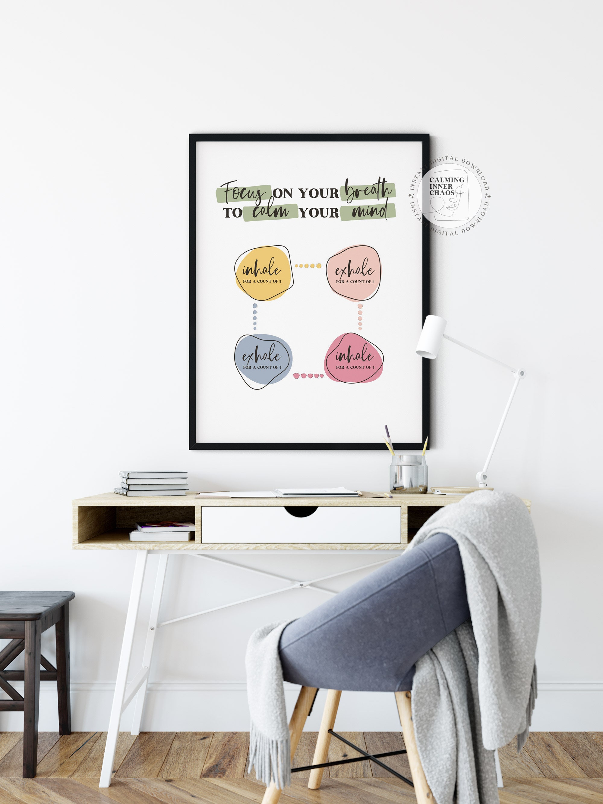 Boxed Breathing Technique Poster Calming Tool Mindful - Etsy