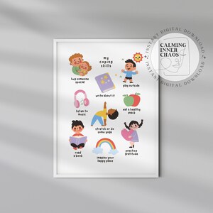 Coping Skills Printable Poster for Kids, Grounding Skills Poster, Self ...