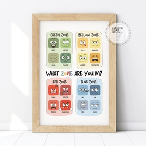 Zones of Regulation Poster, Self Regulation, Feelings Printable ...