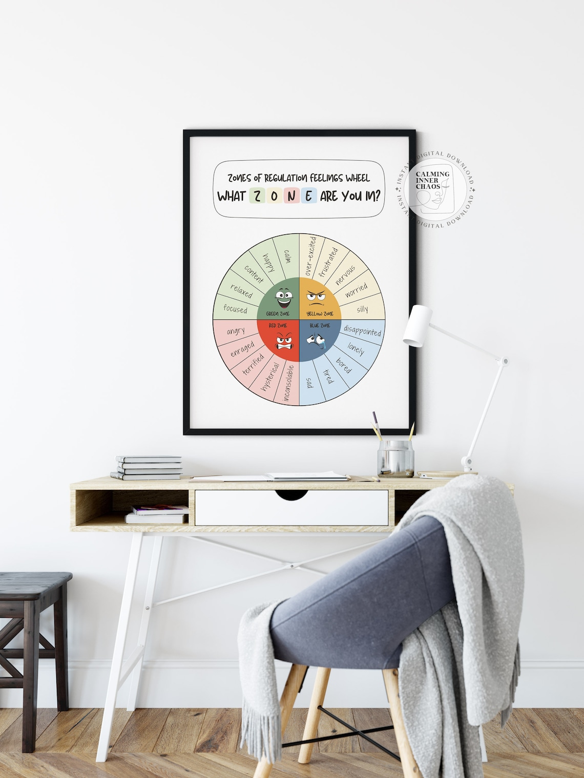 Zones of Regulation Poster Feelings Wheel for Kids Emotional - Etsy