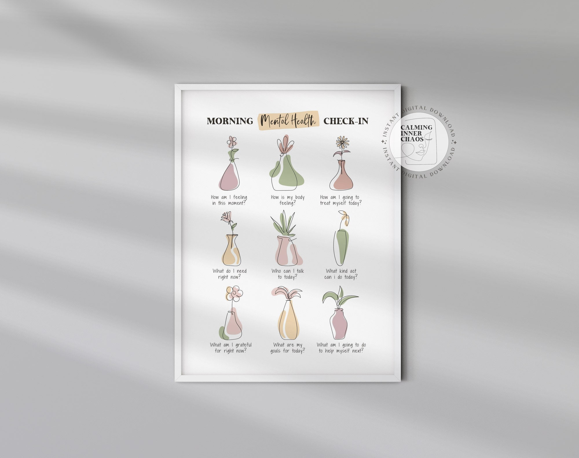 Mental Health, Self Care, Check-in Poster, Feelings Mindfulness ...