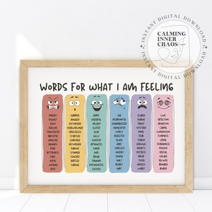 Feelings Vocabulary Poster, Words for My Fellings Chart, Emotional Self ...