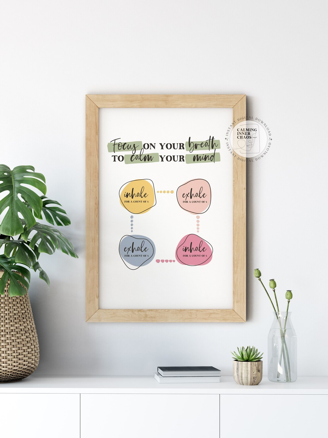 Boxed Breathing Technique Poster, Calming Tool, Mindful Breathing Sign ...