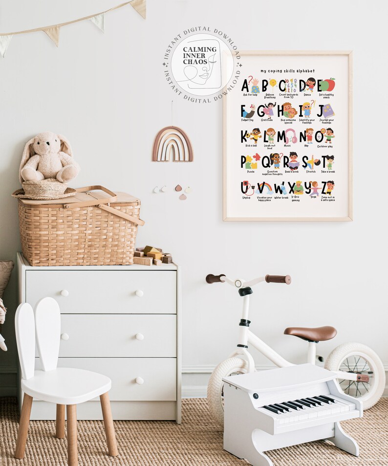 Coping Skills Alphabet Printable Poster for Kids, Grounding Skills ...
