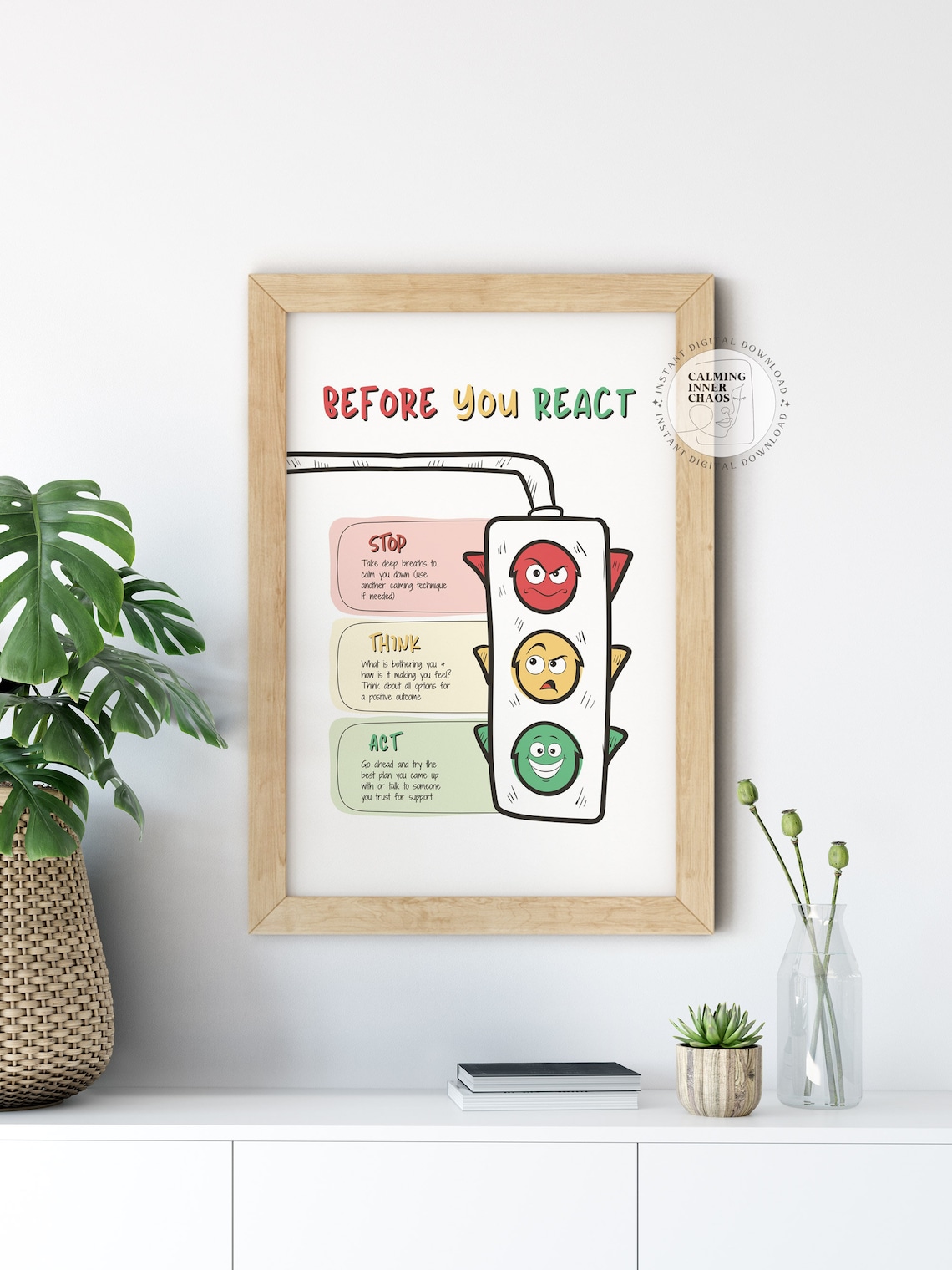 Stop Think Go, CBT Poster, Traffic Light Emotions, Stop Think Act ...