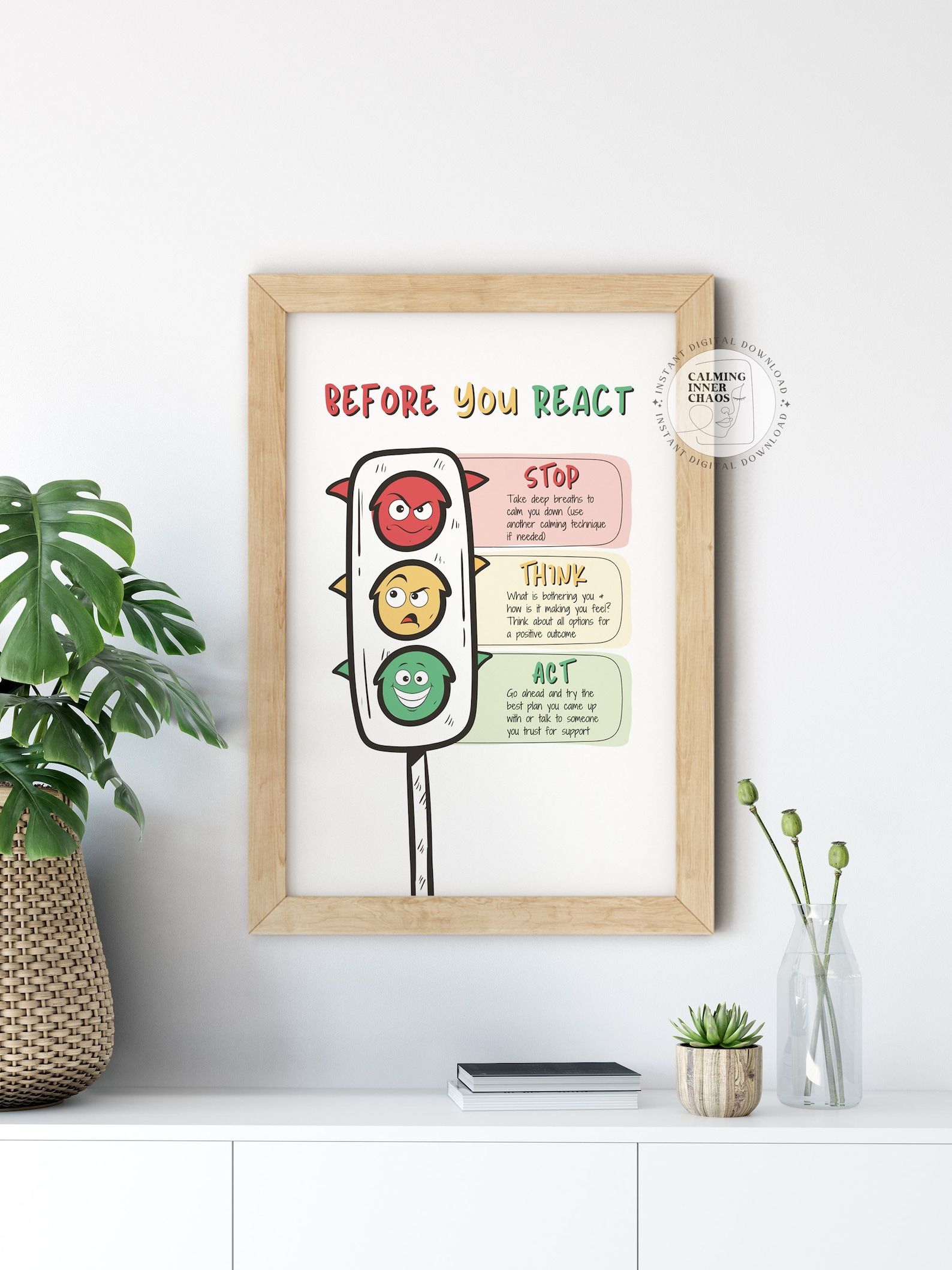 Stop Think Go, CBT Poster, Traffic Light Emotions, Stop Think Act ...