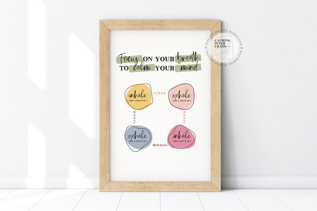 Boxed Breathing Technique Poster, Calming Tool, Mindful Breathing Sign ...