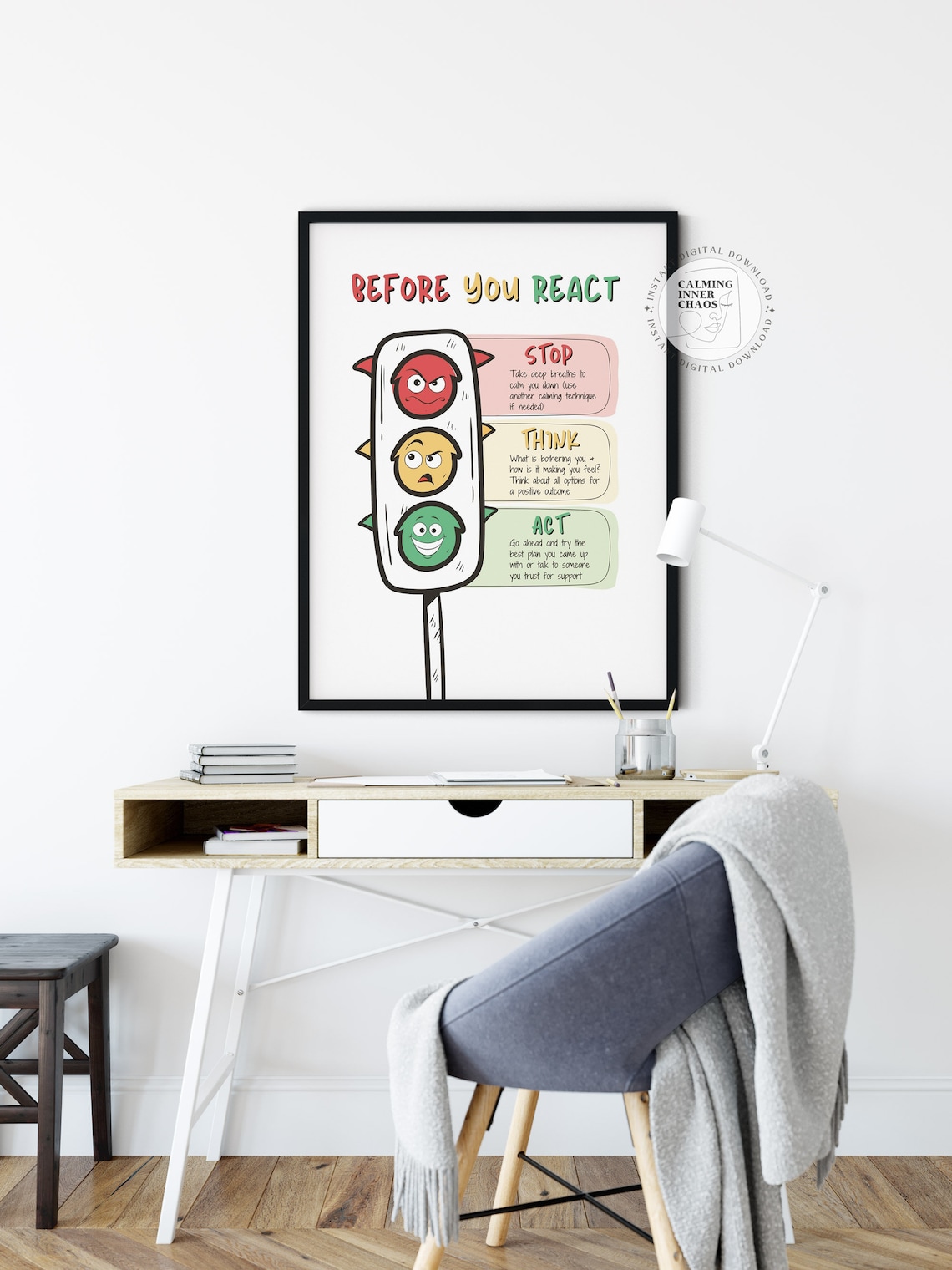 Stop Think Go, CBT Poster, Traffic Light Emotions, Stop Think Act ...