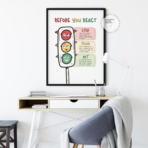 Stop Think Go, CBT Poster, Traffic Light Emotions, Stop Think Act ...