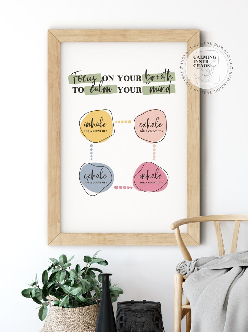 Boxed Breathing Technique Poster, Calming Tool, Mindful Breathing Sign ...