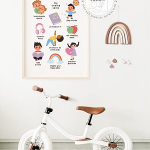 Coping Skills Printable Poster for Kids, Grounding Skills Poster, Self ...