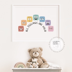 All Feelings Are Valid Poster, Emotions Rainbow Digital Poster ...