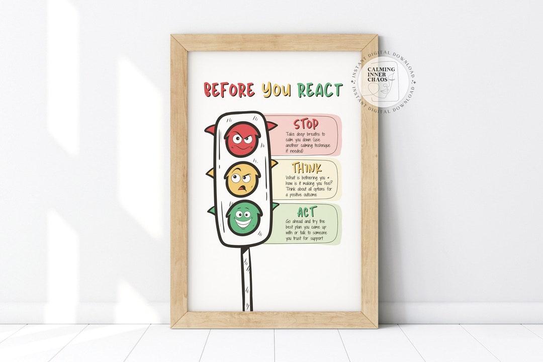 Stop Think Go, CBT Poster, Traffic Light Emotions, Stop Think Act ...
