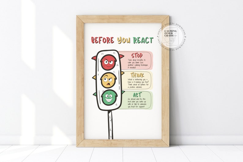 Stop Think Go, CBT Poster, Traffic Light Emotions, Stop Think Act ...