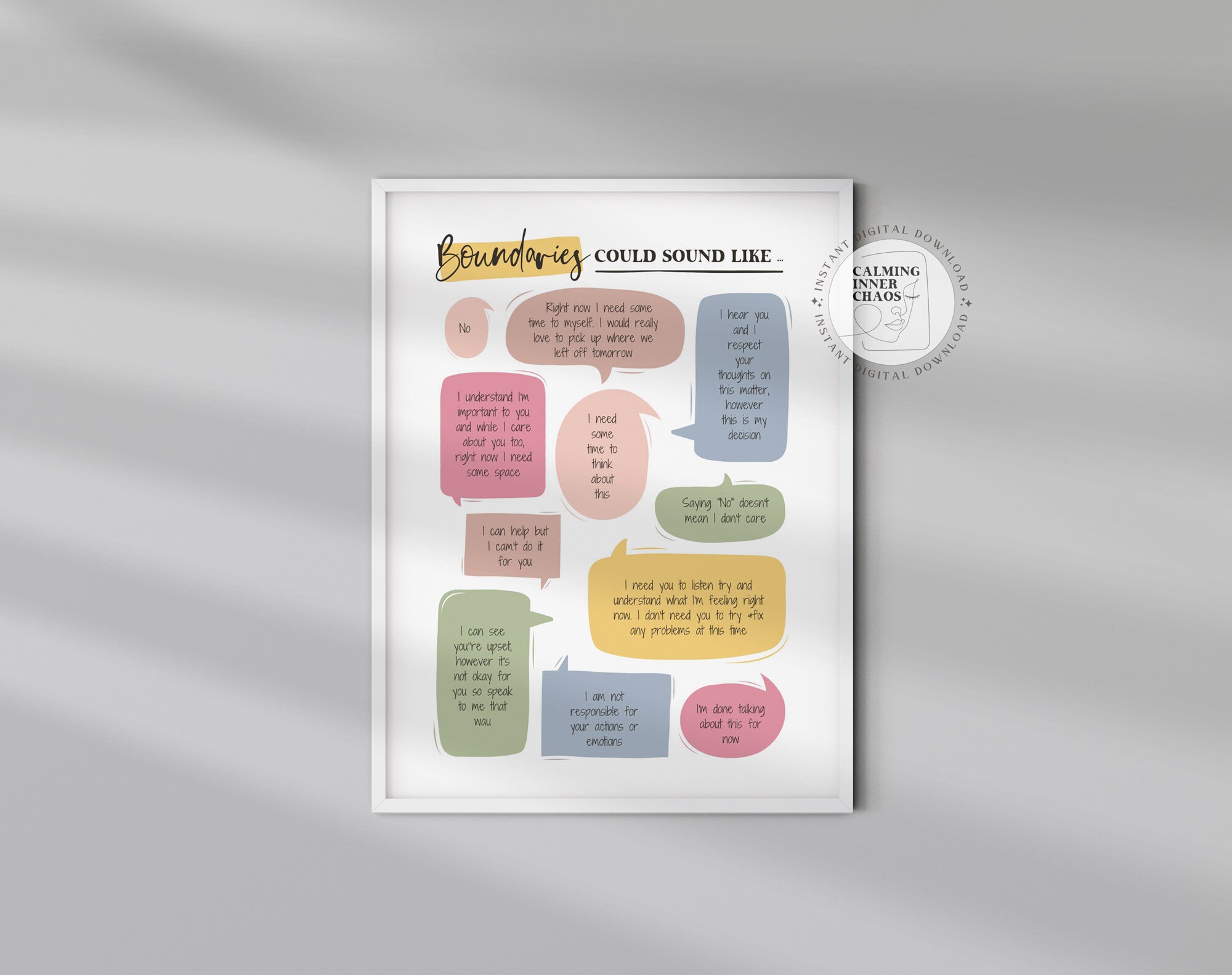 Boundaries Sound Like Poster, Boundary Statement, Mindfulness ...