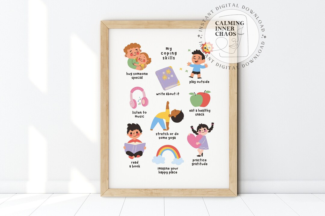 Coping Skills Printable Poster for Kids, Grounding Skills Poster, Self ...