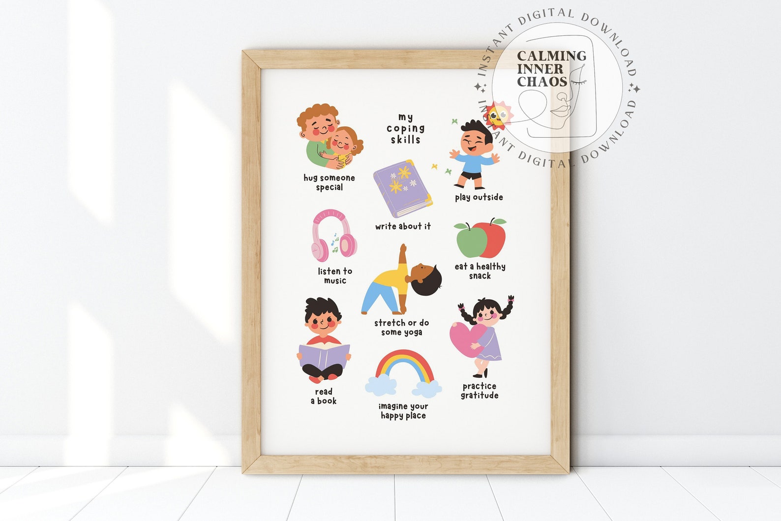 Coping Skills Printable Poster for Kids, Grounding Skills Poster, Self ...