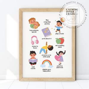 Coping Skills Printable Poster for Kids, Grounding Skills Poster, Self ...