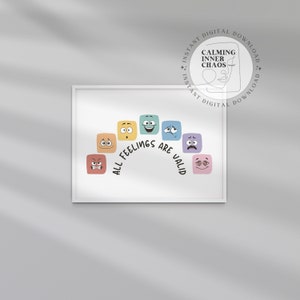 All Feelings Are Valid Poster, Emotions Rainbow Digital Poster ...