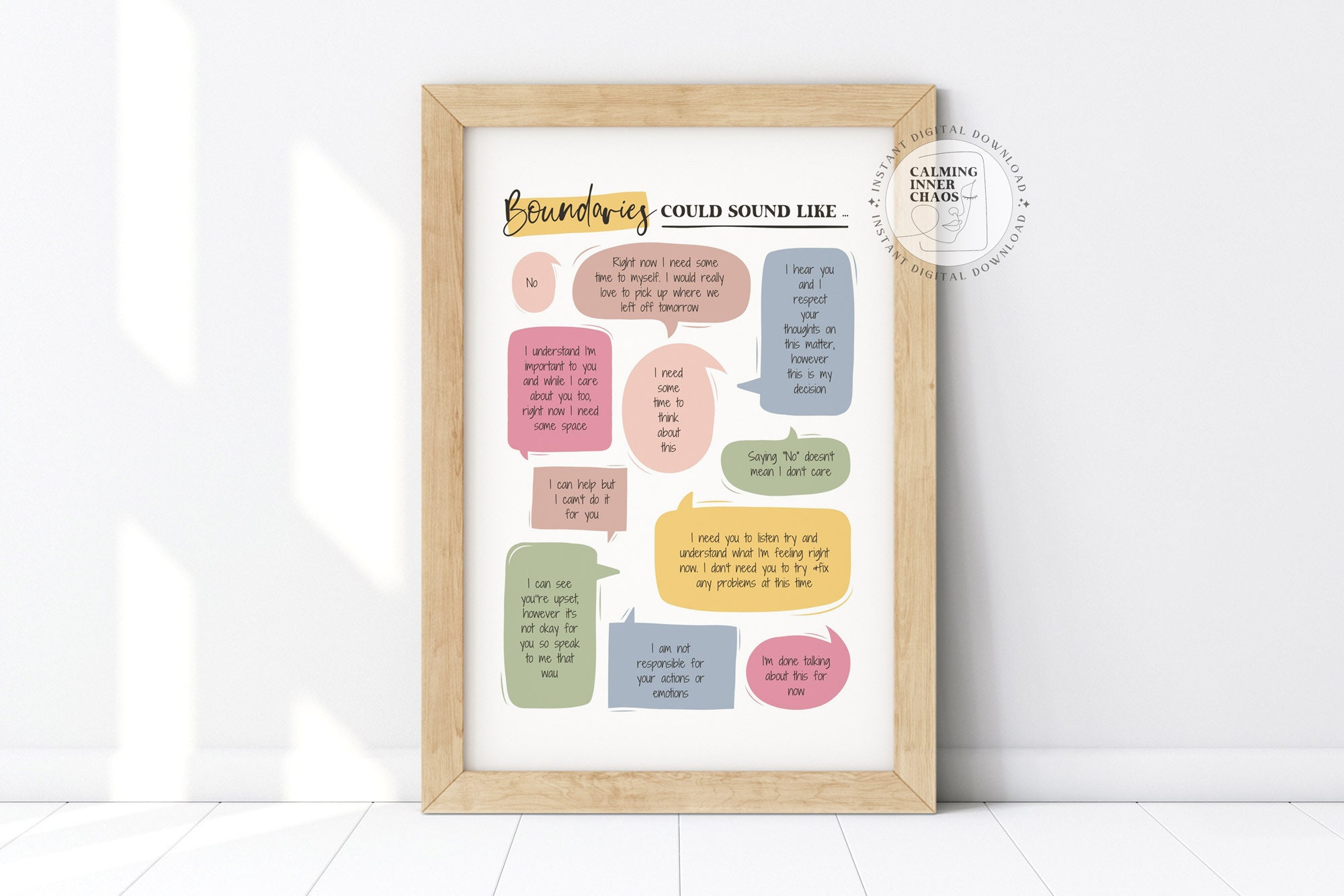 Boundaries Sound Like Poster, Boundary Statement, Mindfulness ...