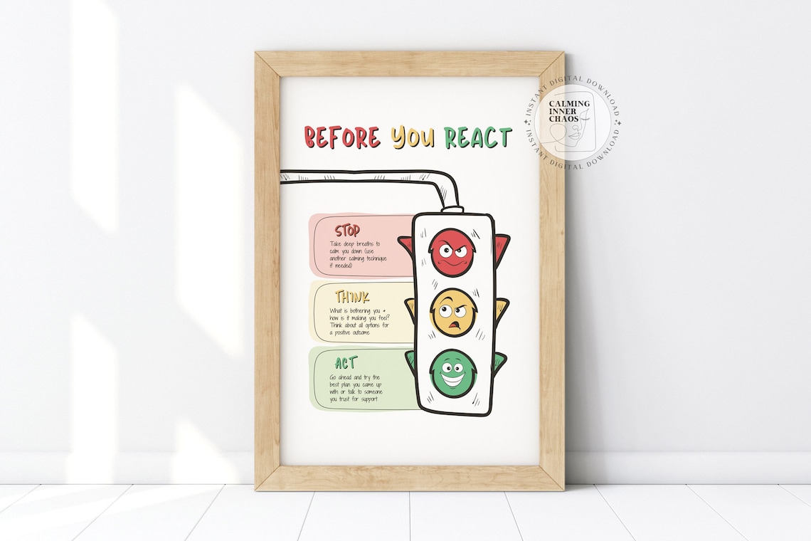 Stop Think Go, CBT Poster, Traffic Light Emotions, Stop Think Act ...
