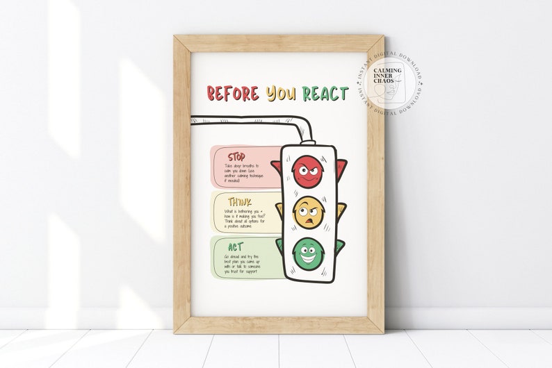 Stop Think Go, CBT Poster, Traffic Light Emotions, Stop Think Act ...
