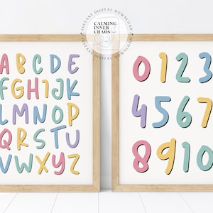 Rainbow Alphabet Poster, ABC Poster, 123 Chart Print, Number Chart 123 ...