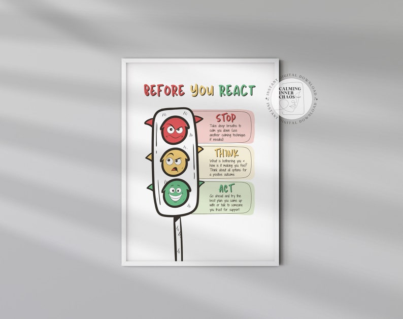 Stop Think Go, CBT Poster, Traffic Light Emotions, Stop Think Act ...