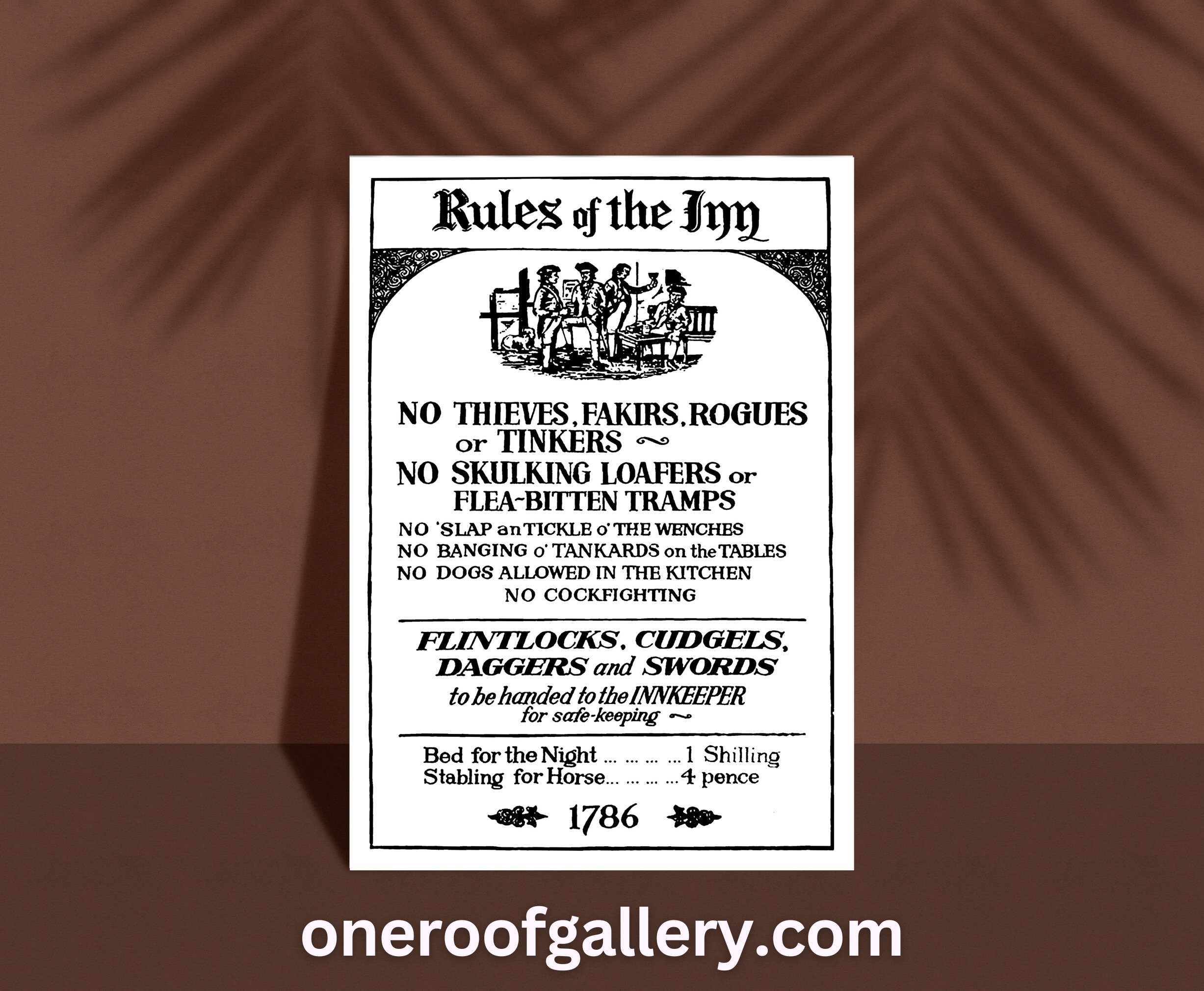 Bar Art Print, Pub Wall Art, Rules of the Inn, 18th Century English ...