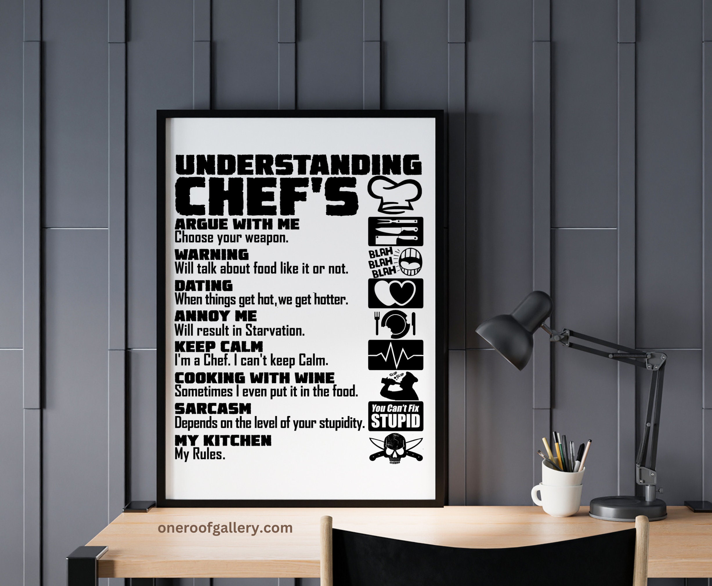 Chef Wall Art, Funny Kitchen Wall Print, Chefs Humour Print, Funny ...