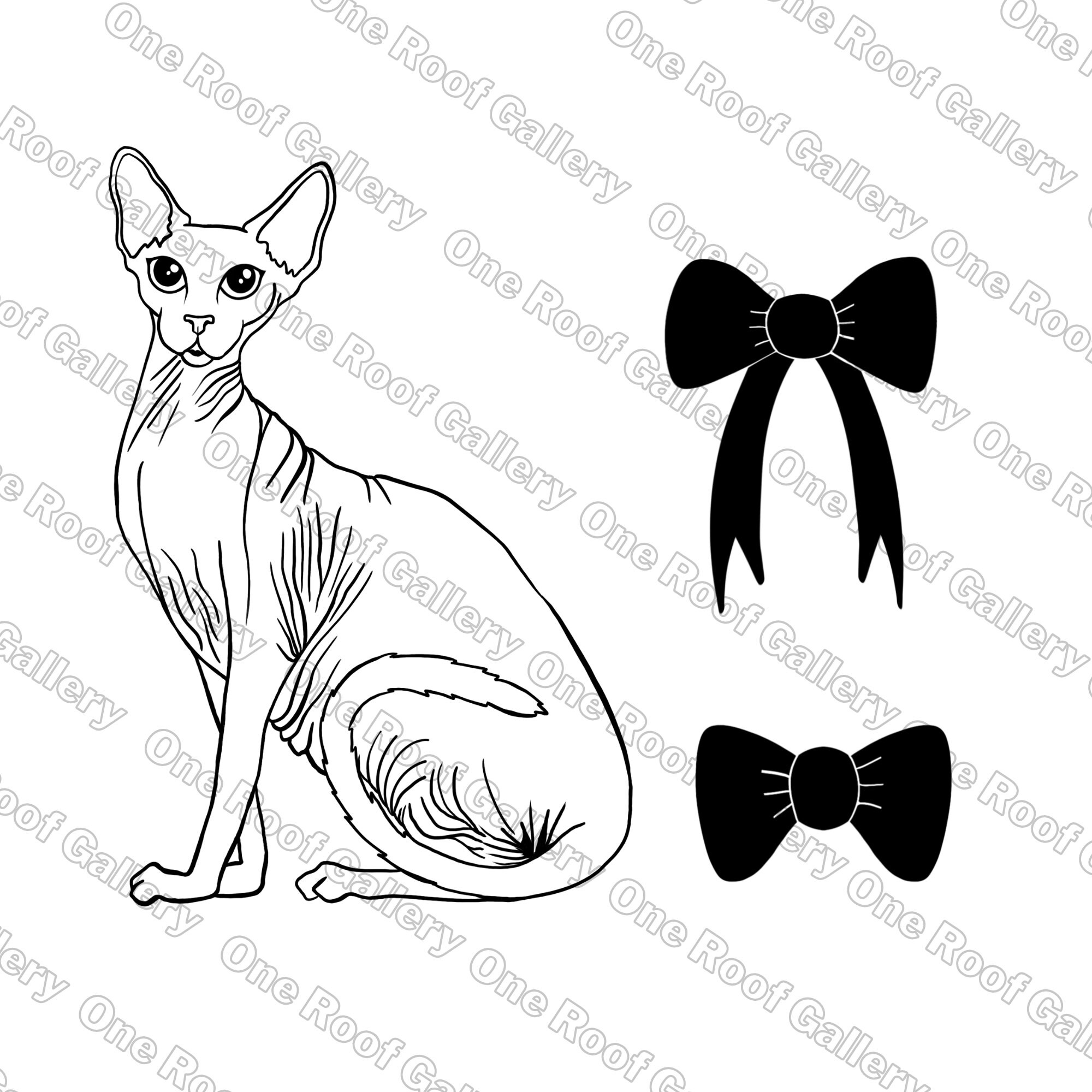 Sphynx Cat SVG, Sphynx Cat PNG, Custom SVG Bow Tie and Dickie Bow ...