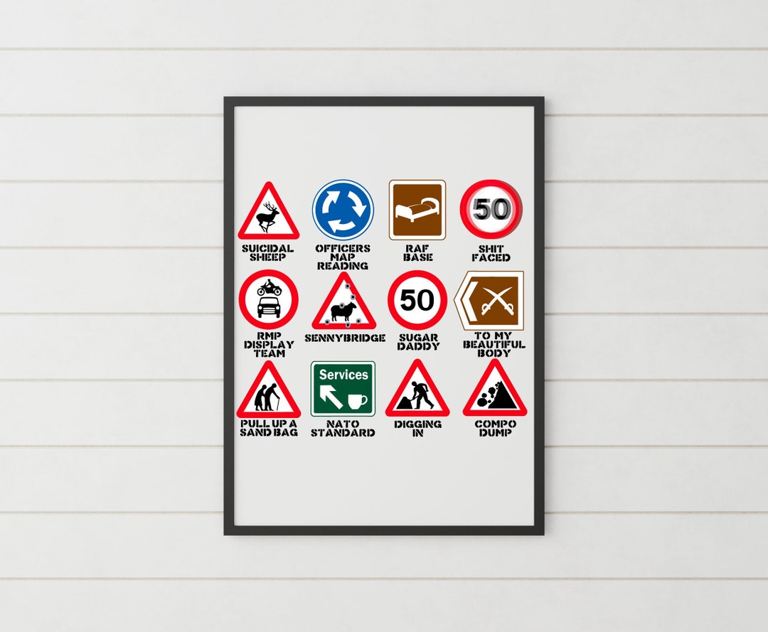 Road Sign Print - Military Funny Road Signs - British Army Wall Poster ...
