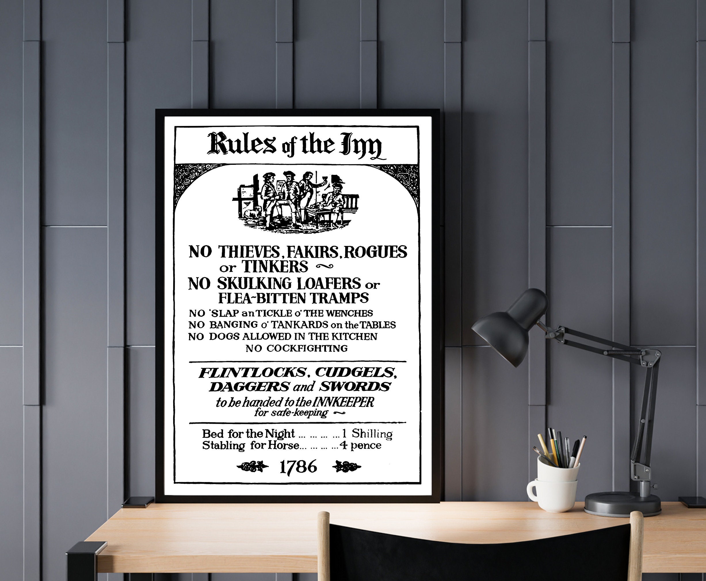 Bar Art Print, Pub Wall Art, Rules of the Inn, 18th Century English ...