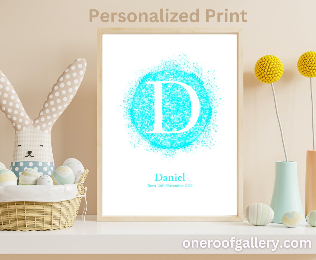 First Letter of Name Childrens Wall Art, Personalized Nursery Wall Art ...