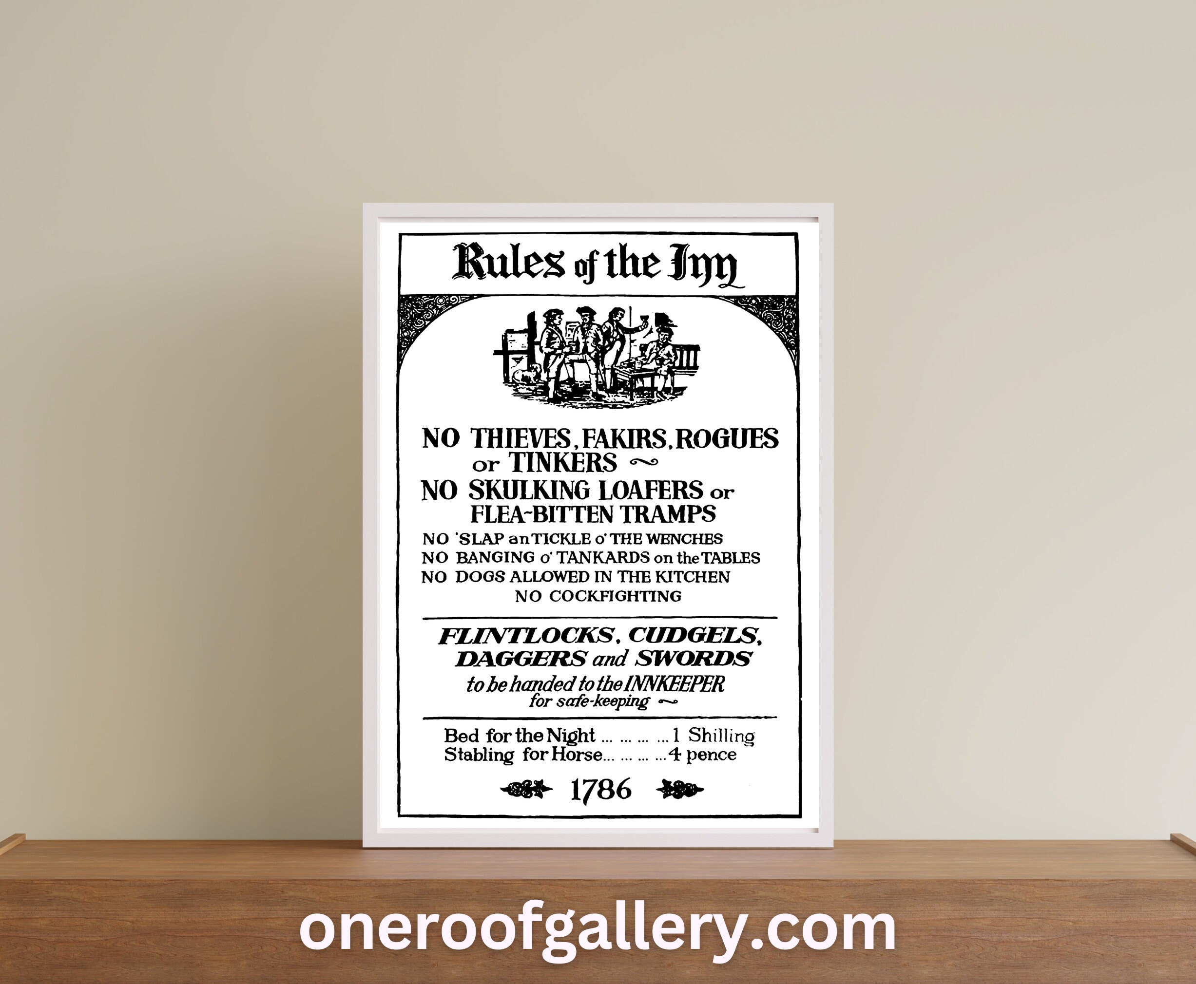Bar Art Print, Pub Wall Art, Rules of the Inn, 18th Century English ...