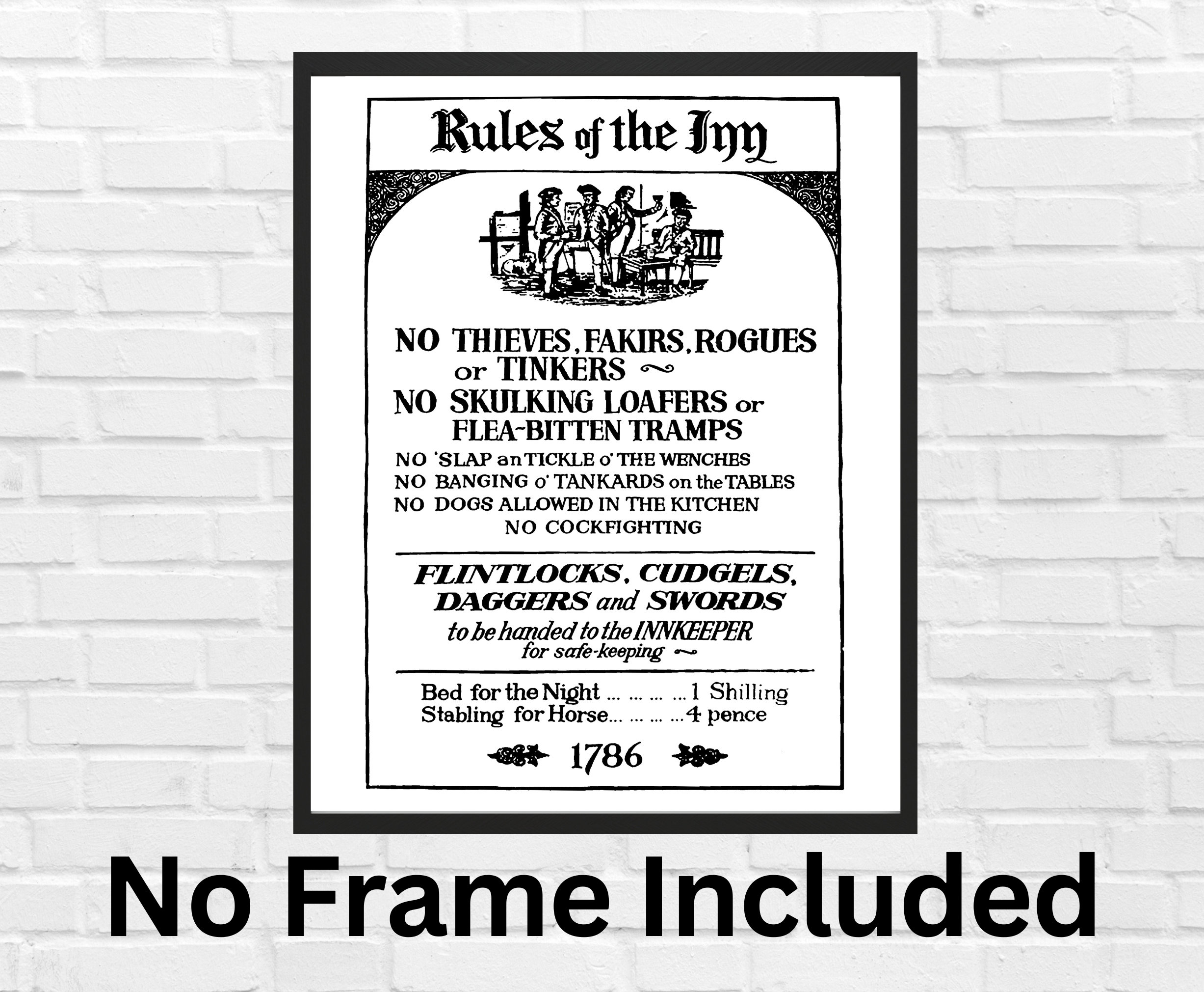 Bar Art Print, Pub Wall Art, Rules of the Inn, 18th Century English ...