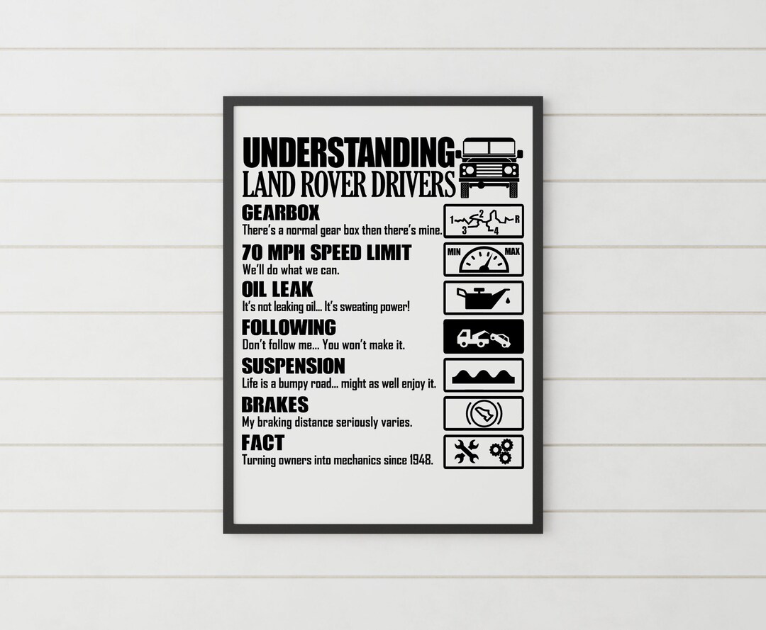 Land Rover Driver Funny Car Facts Poster, Landy Wall Art (A4, A3, A5 ...