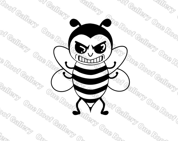 Angry Bee Clipart Vector Graphic Svg Png Jpg Eps Bee With Fire - Etsy ...
