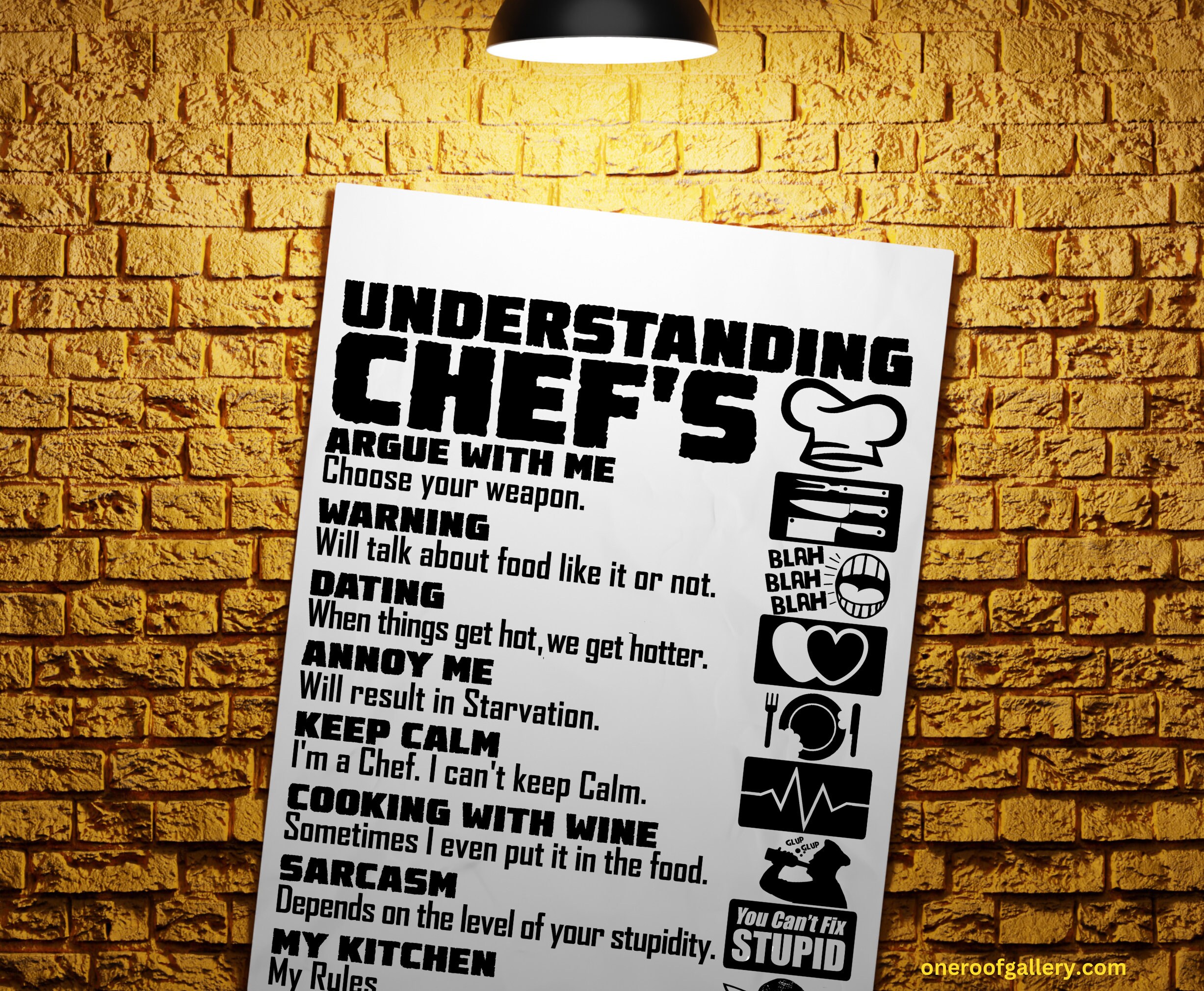 Chef Wall Art, Funny Kitchen Wall Print, Chefs Humour Print, Funny ...