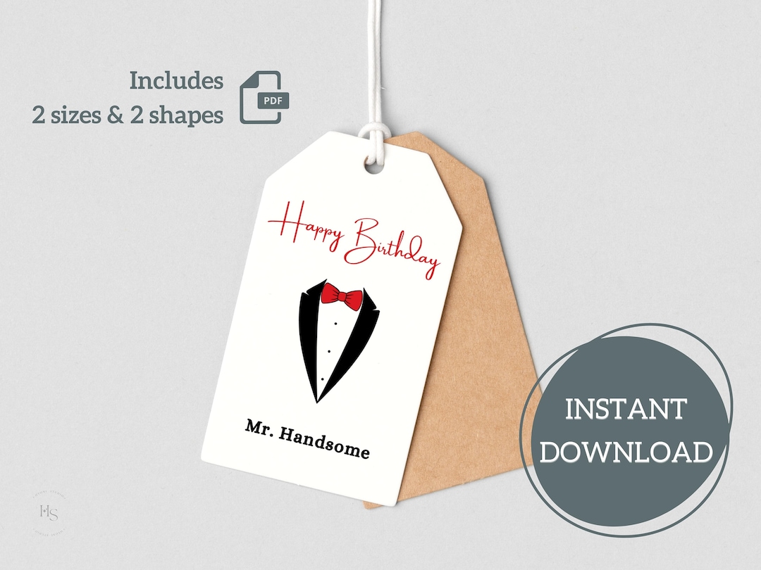 Happy Birthday for Him Printable Gift Tag 1.5x2.5 2x3.5 - Etsy