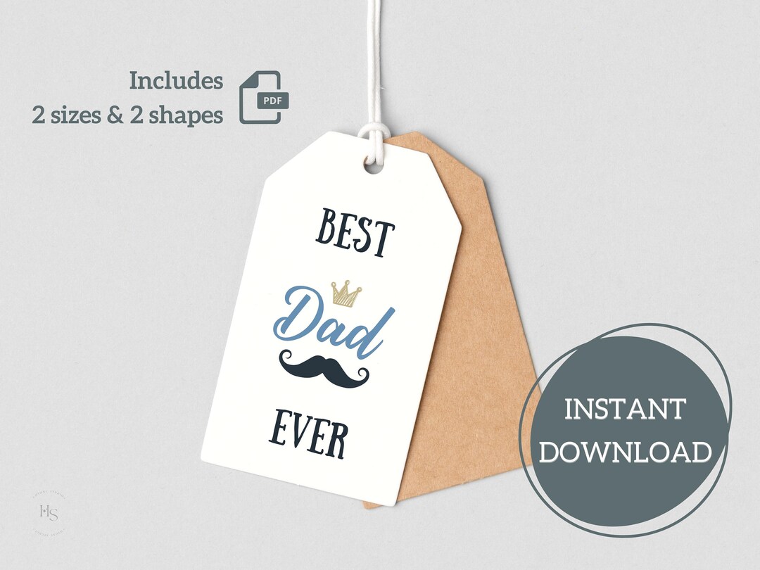 Best Dad Ever Printable Gift Tag | Fathers Day | 1.5x2.5, 2x3.5 ...