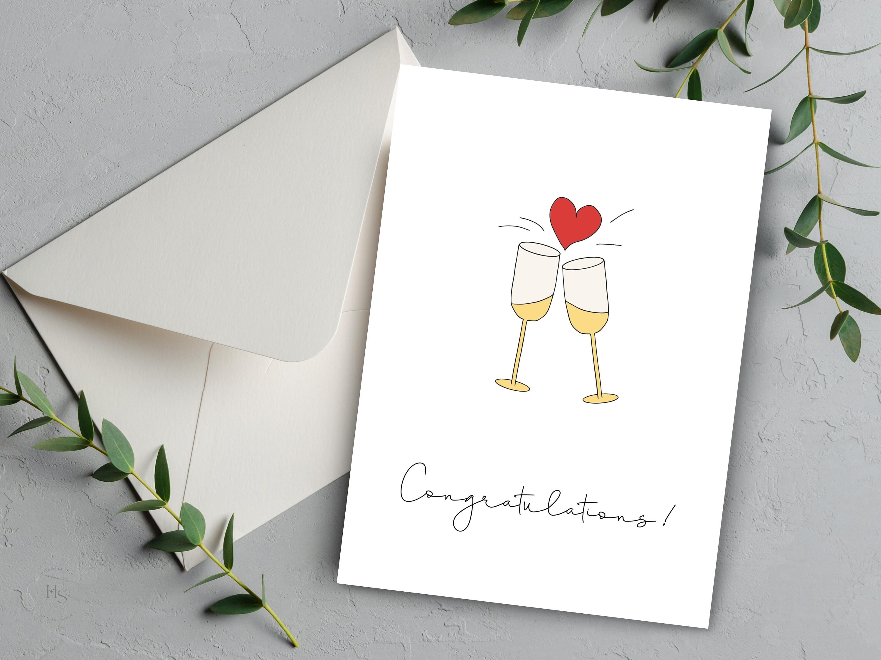 Congratulations Printable Card Minimalist 4.25x5.5 5x7 - Etsy