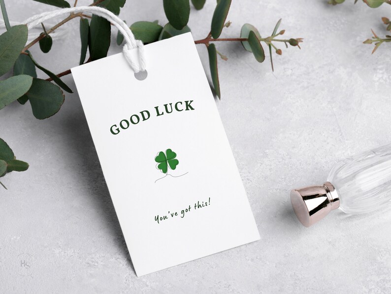 Good Luck Printable Gift Tag 4 Leaf Clover 1.5x2.5 2x3.5 - Etsy