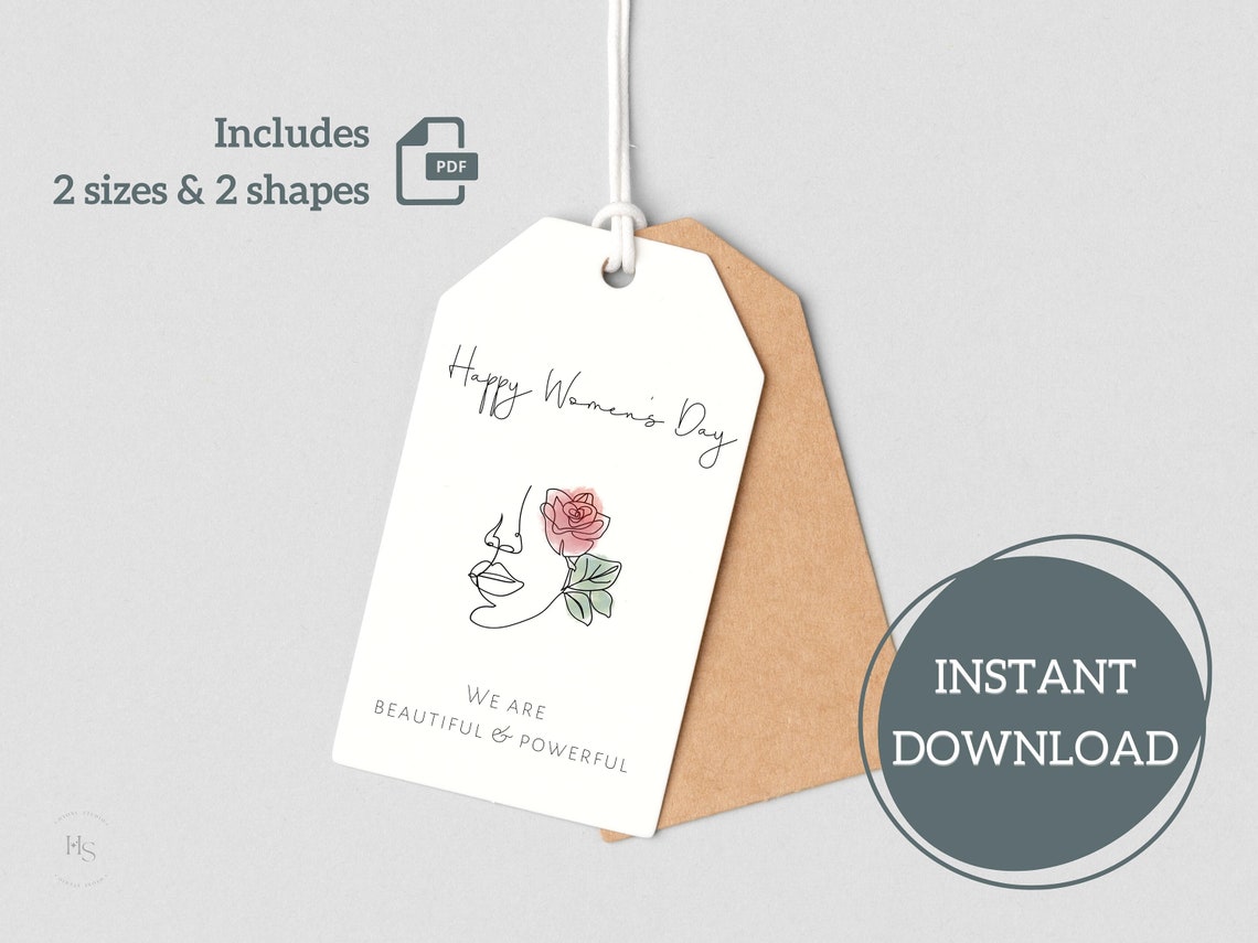 Happy Women's Day Printable Gift Tag | Minimalist | 1.5x2.5, 2x3.5 ...