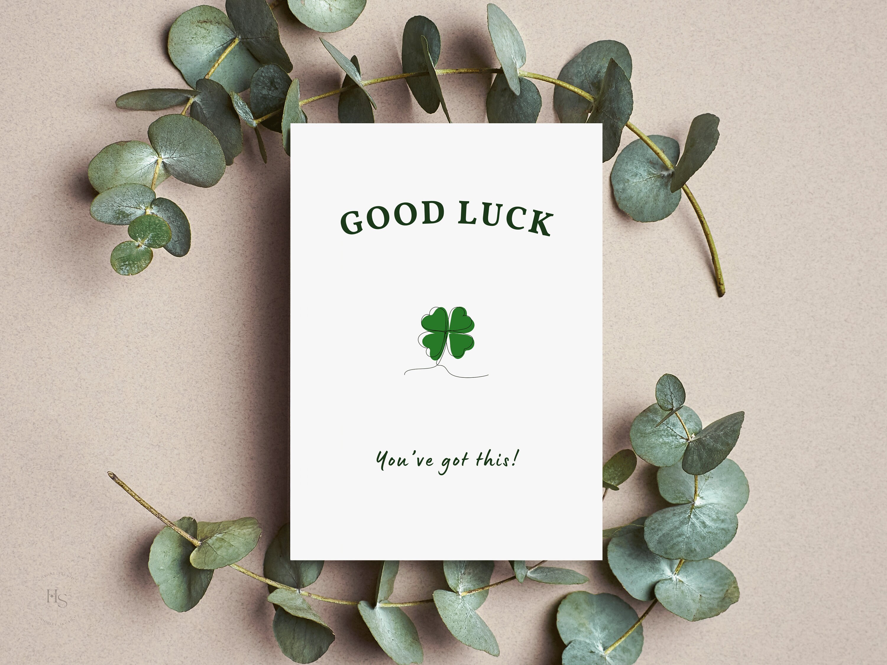 Good Luck Printable Card Four-leaf Clover 4.25x5.5, 5x7 A2, A7 Folded ...