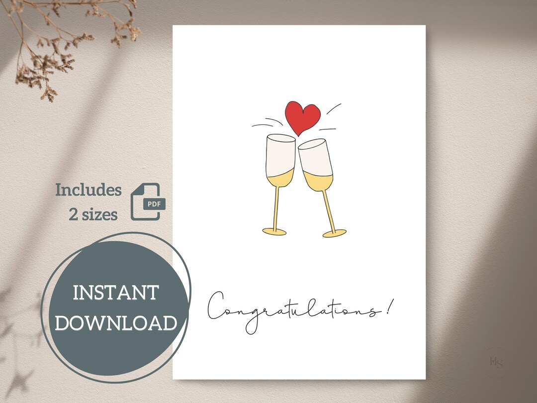 Congratulations Printable Card | Minimalist | 4.25x5.5, 5x7 | A2, A7 ...