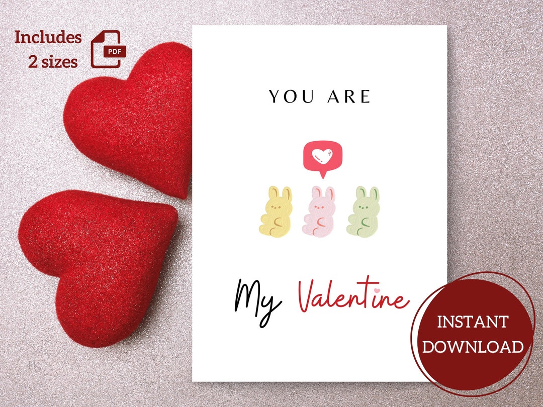 You Are My Valentine Printable Card | Cute | 4.25x5.5, 5x7 | A2, A7 ...